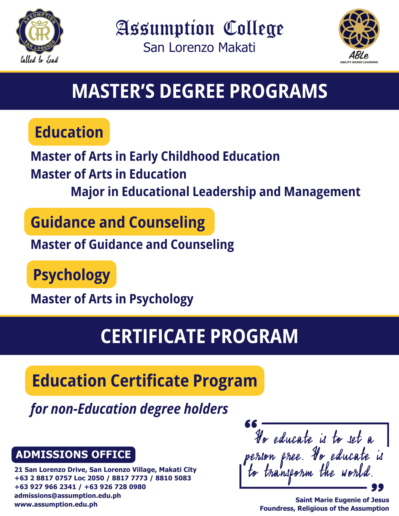 Graduate School Programs – Assumption College Admissions Hub